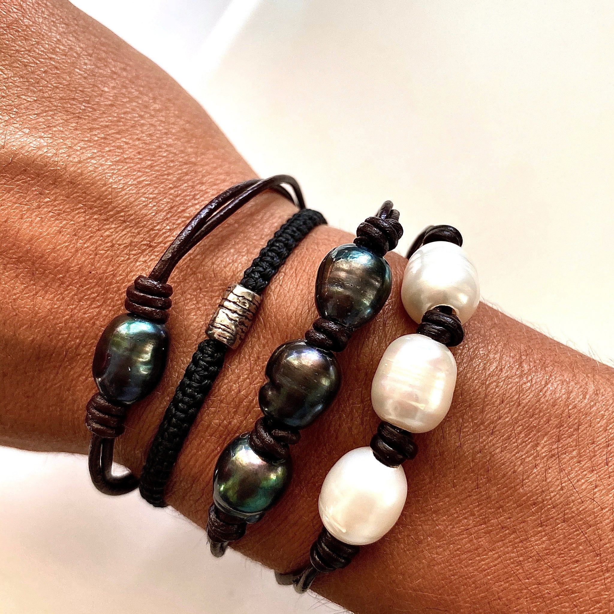 OIYA Triple Freshwater Baroque Black Pearl Bracelet
